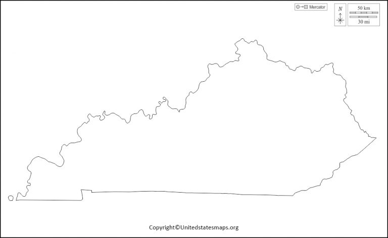 Blank Kentucky Map | Printable Map Of Kentucky in PDF
