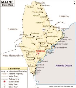 Labeled Maine Map With Capital & Cities In PDF