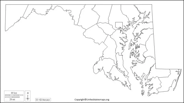 Blank Maryland Map | Printable Map of Maryland in Pdf