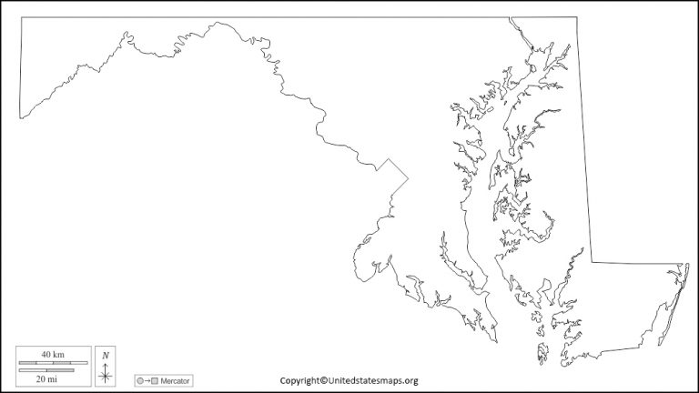Blank Maryland Map | Printable Map of Maryland in Pdf