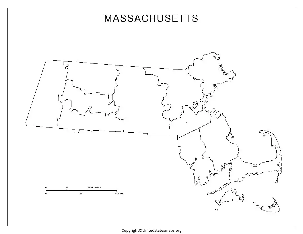 Blank Massachusetts Map | Printable Map Of Massachusetts PDF