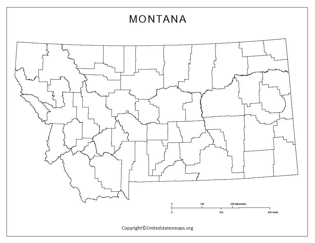 Blank Montana Map | Printable Map Of Montana in PDF