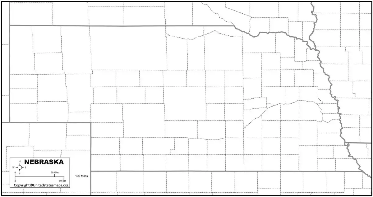 Blank Nebraska Map | Printable Map Of Nebraska in PDF