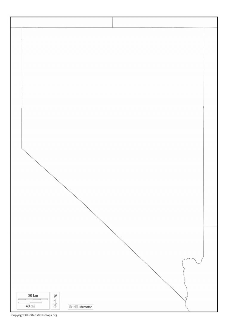 Blank Nevada Map | Printable Map Of Nevada in PDF