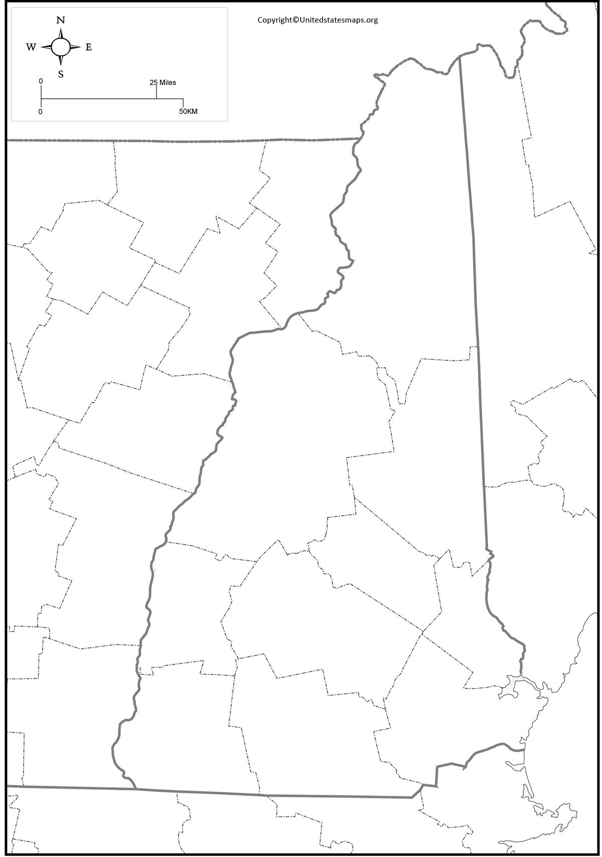 Blank New Hampshire Map | Printable Map Of New Hampshire PDF