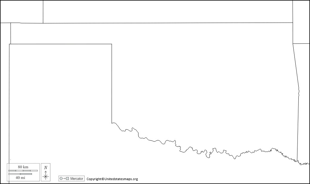 Blank Oklahoma Map | Printable Map Of Oklahoma in PDF