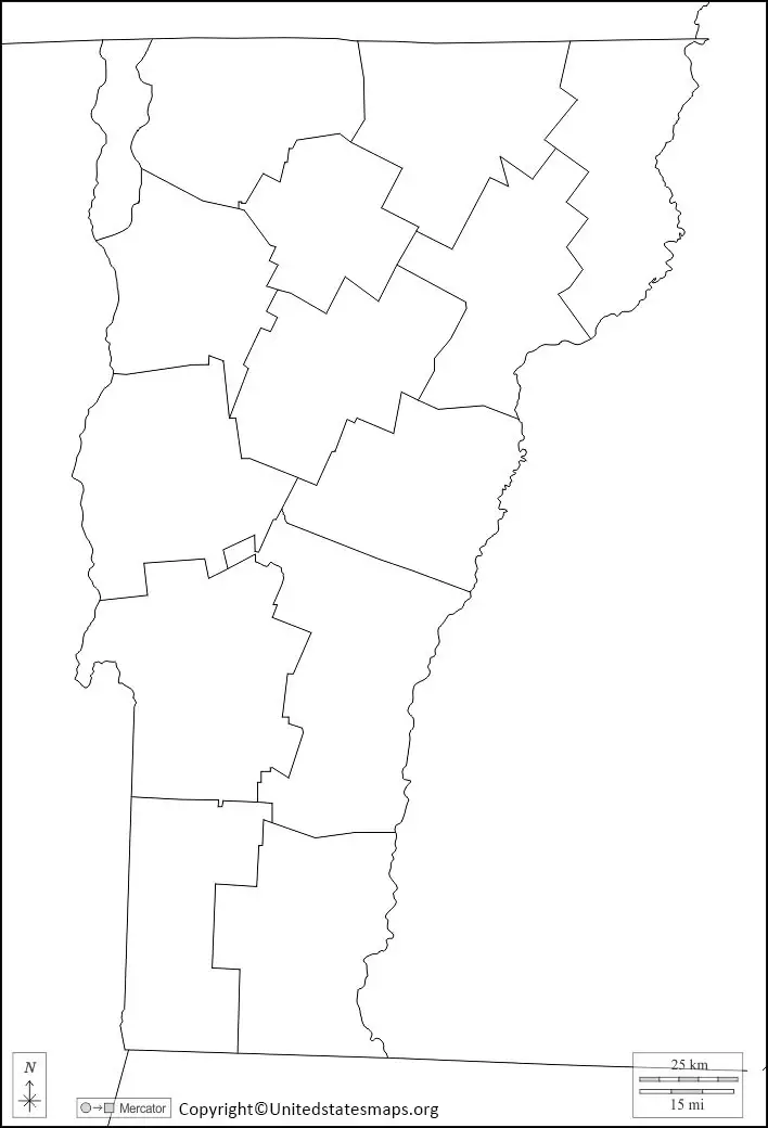 Blank Vermont Map | Printable Map of Vermont in PDF