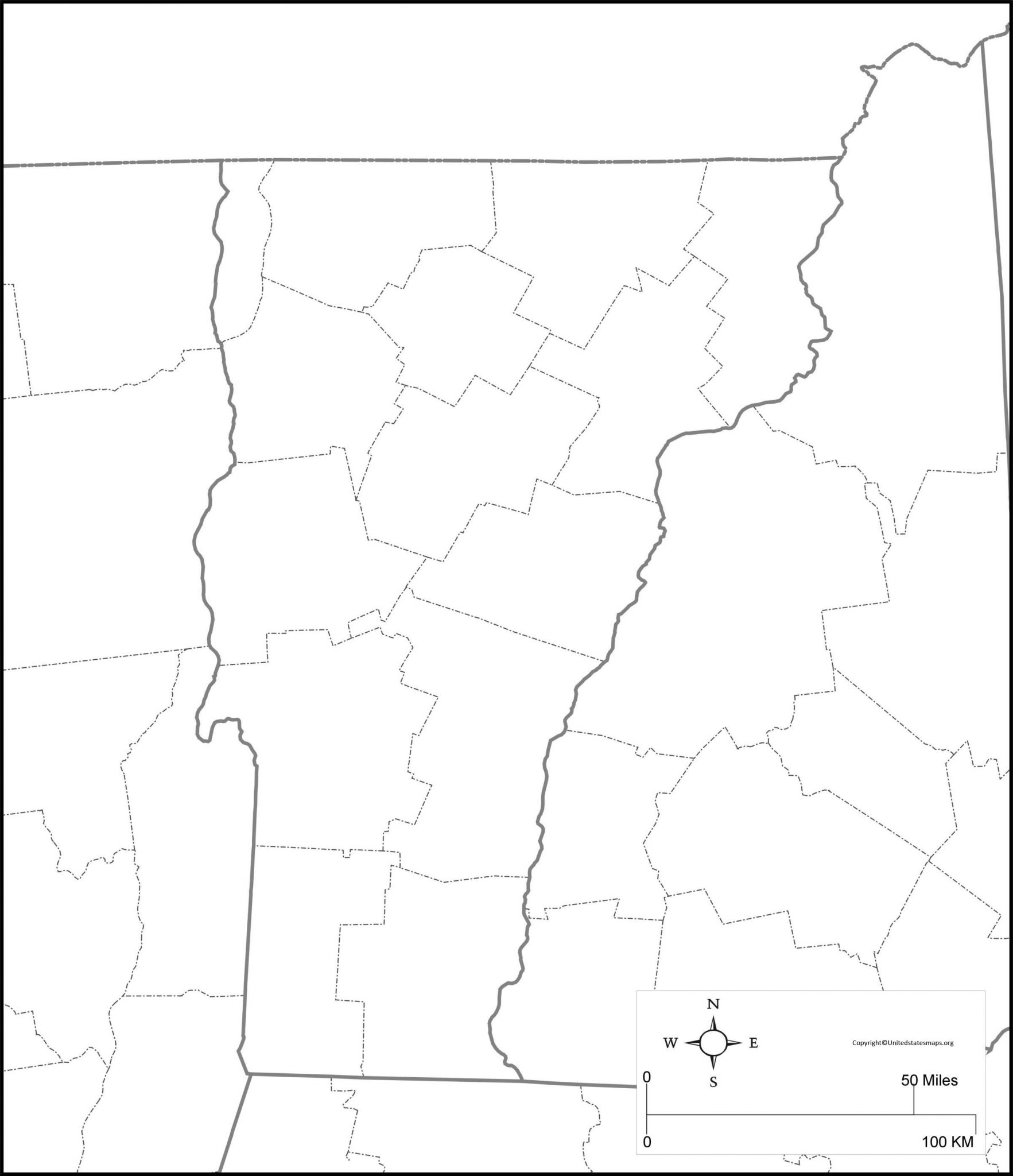 Blank Vermont Map | Printable Map of Vermont in PDF