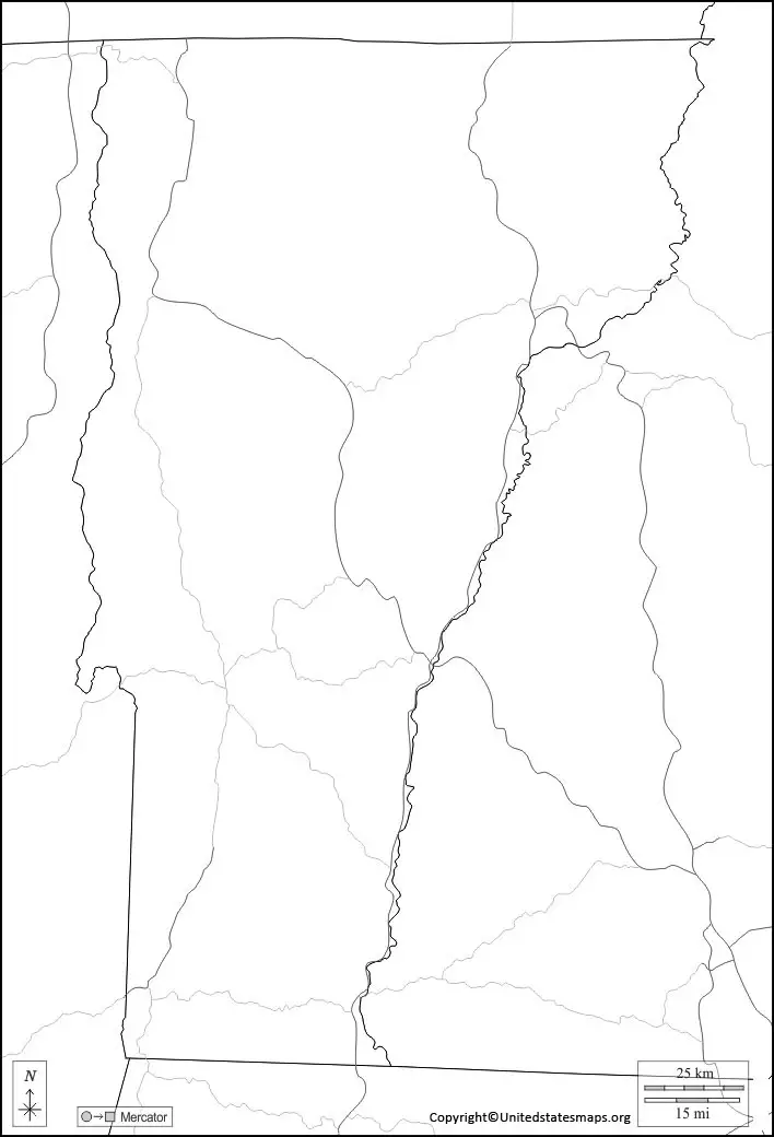 Blank Vermont Map | Printable Map of Vermont in PDF