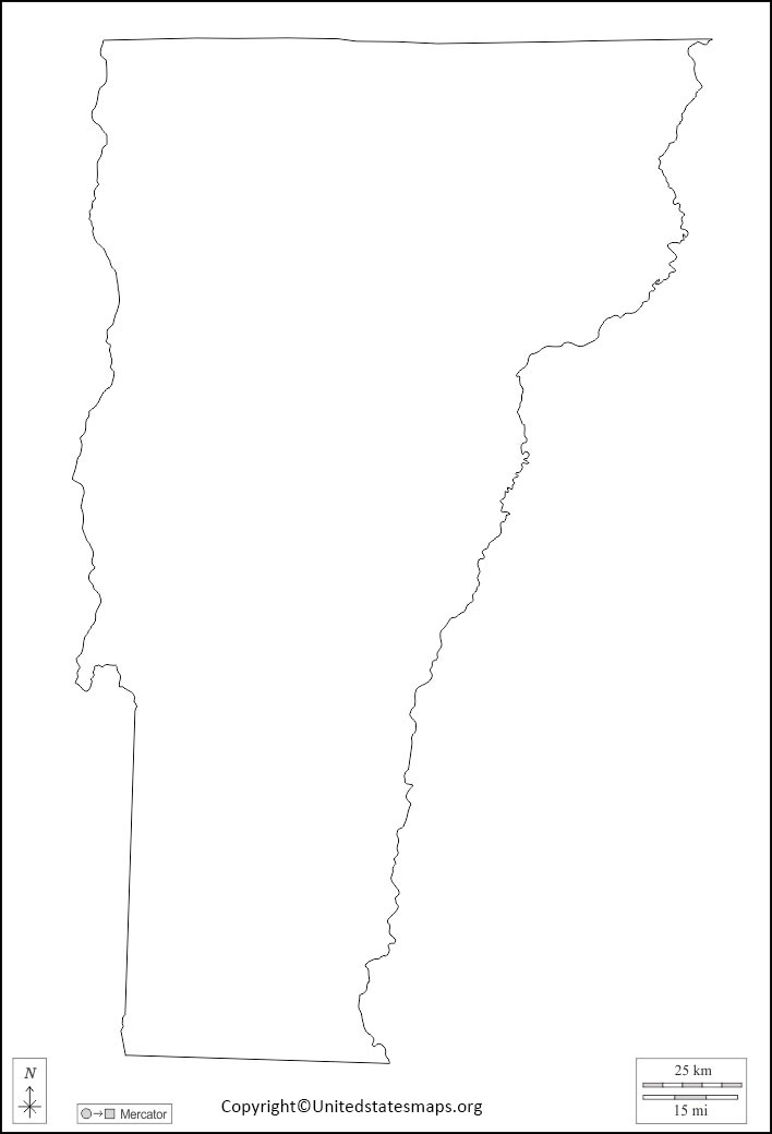 Blank Vermont Map | Printable Map of Vermont in PDF