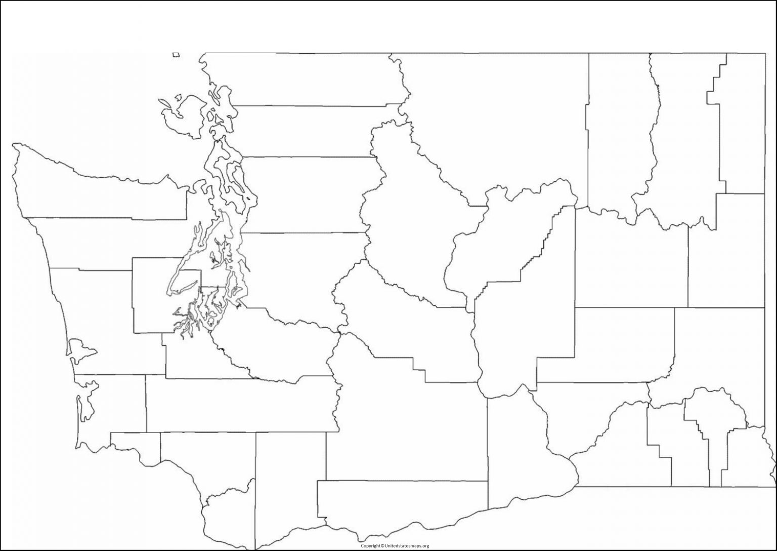 Blank Washington Map | Printable Map Of Washington in PDF