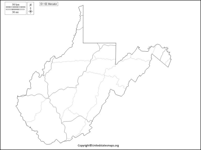 Blank West Virginia Map | Printable West Virginia Map in Pdf