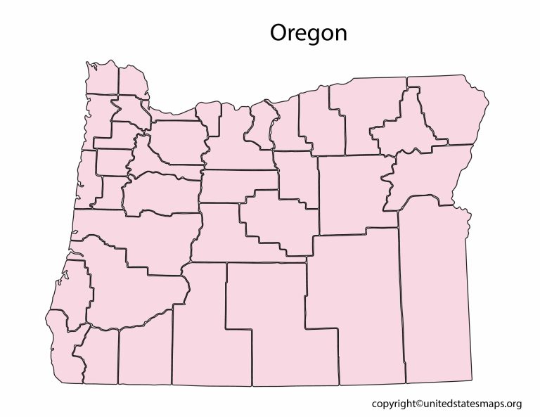 Blank Oregon Map | Printable Map Of Oregon in PDF