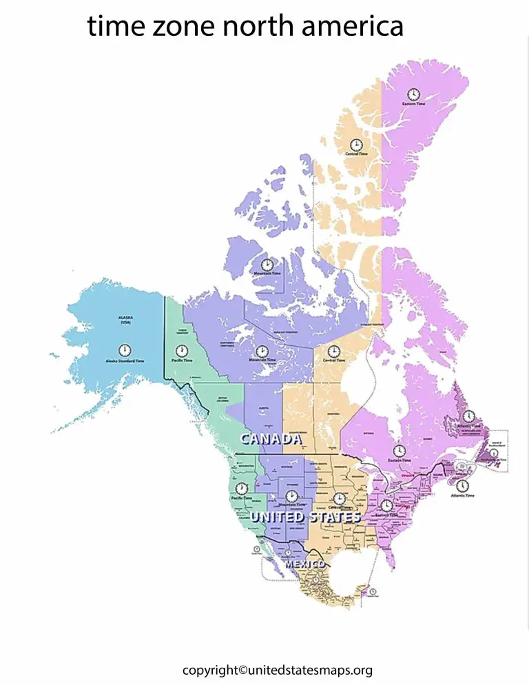 Time Zone Map North America | Map of North America Time Zone