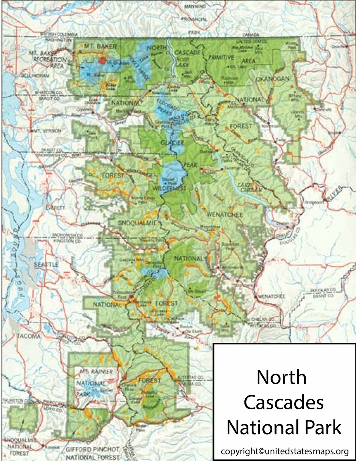 North Cascades National Park Map Trail Map Of North Cascades