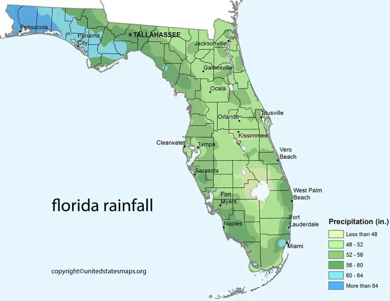 Florida Rainfall Map | Rainfall Map of Florida