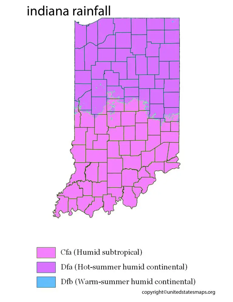 Indiana Rainfall Map | Rainfall Map of Indiana