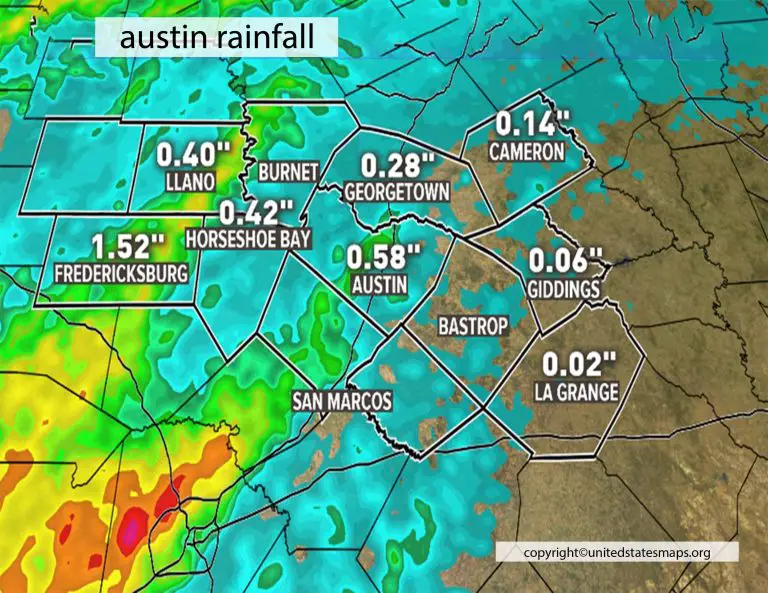 Austin Rainfall Map | Rainfall Map of Austin