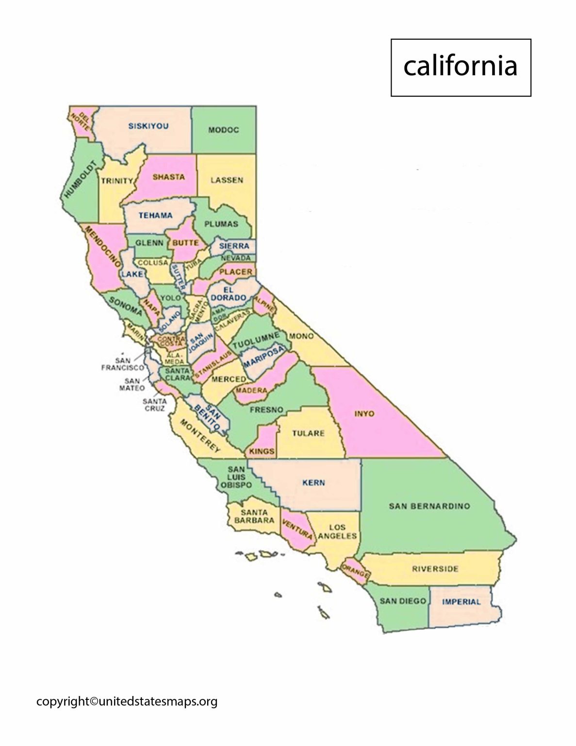 California Political Map | Political Map of California USA