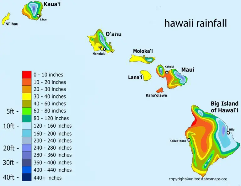 Hawaii Rainfall Map | Rainfall Map of Hawaii