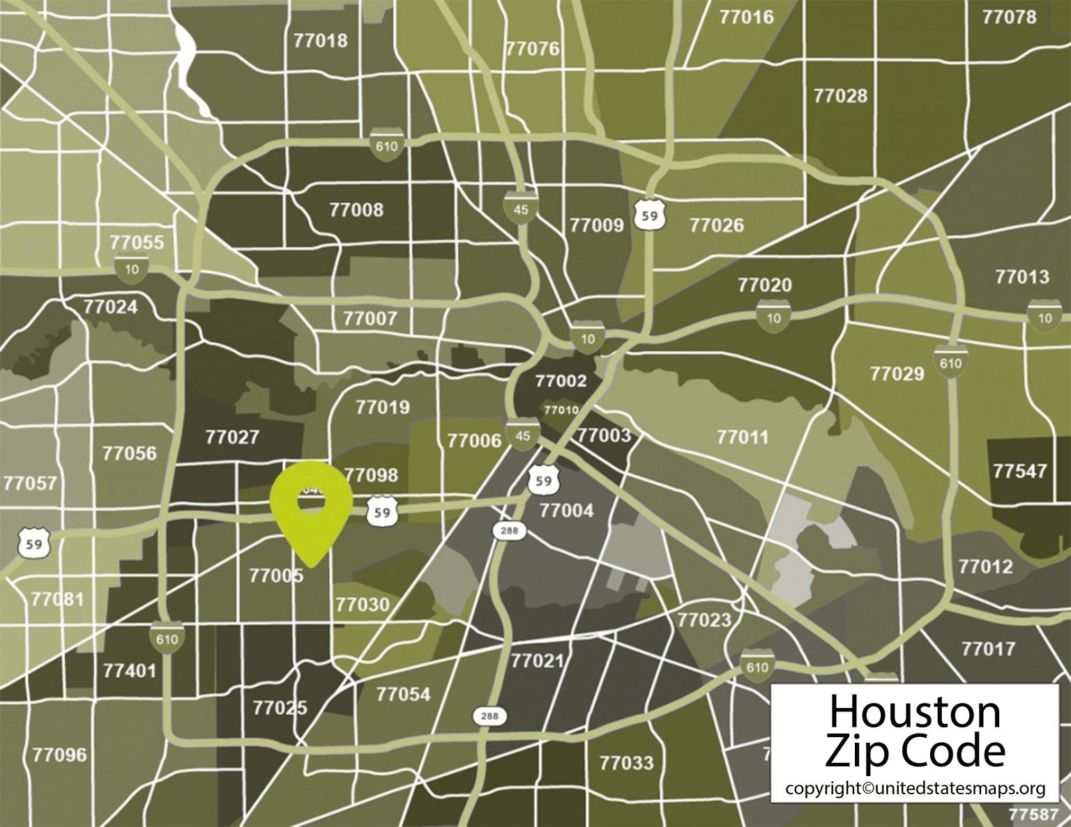 Houston Zip Code Map | Map of Houston Zip Codes