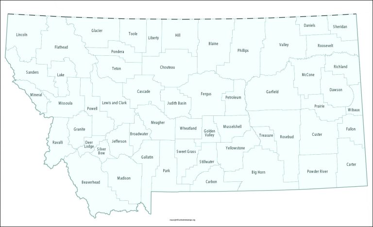 Montana County Map | County Map of Montana with Cities