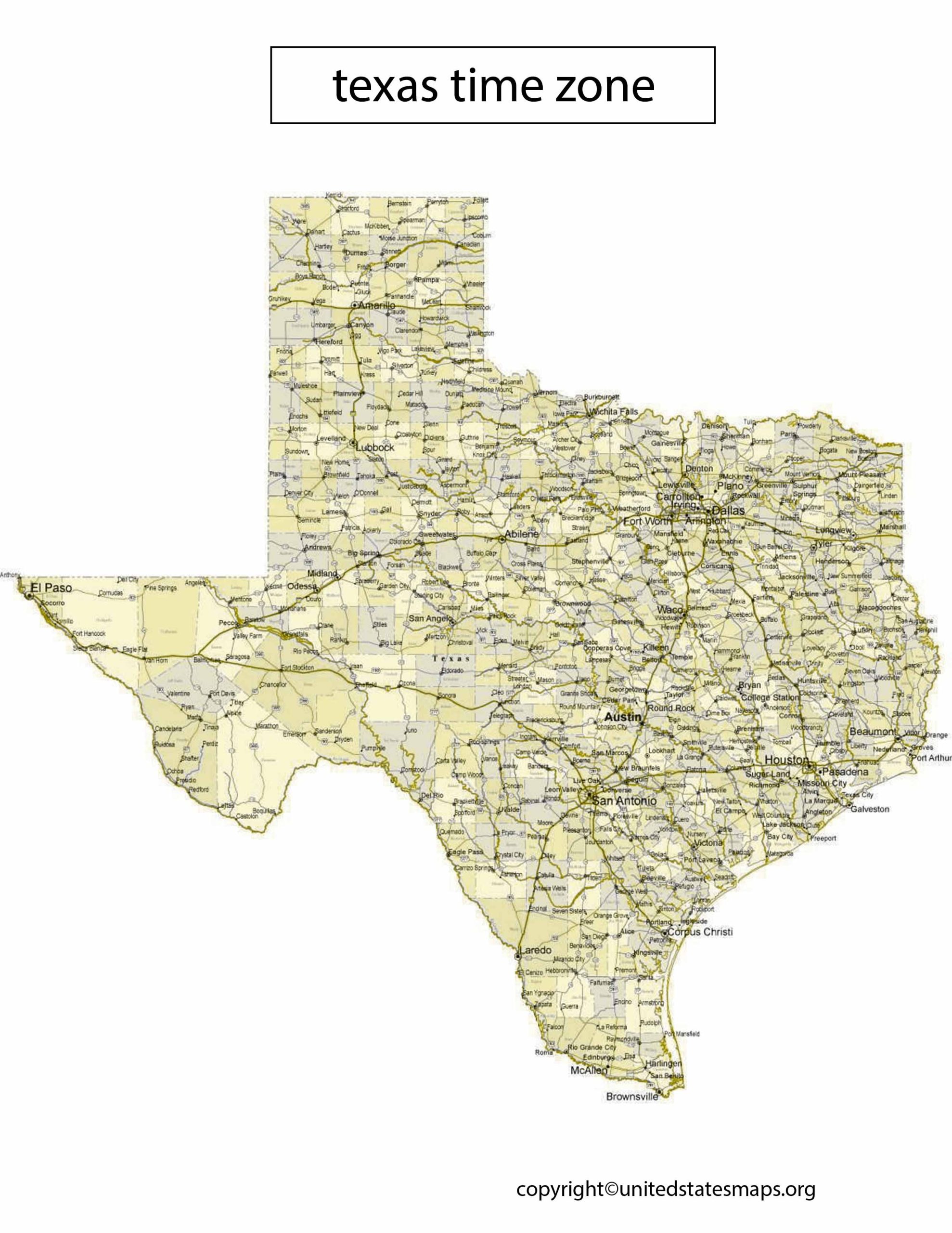 Texas Time Zone Map Statekasl Texas Time Zone Map Statekasl