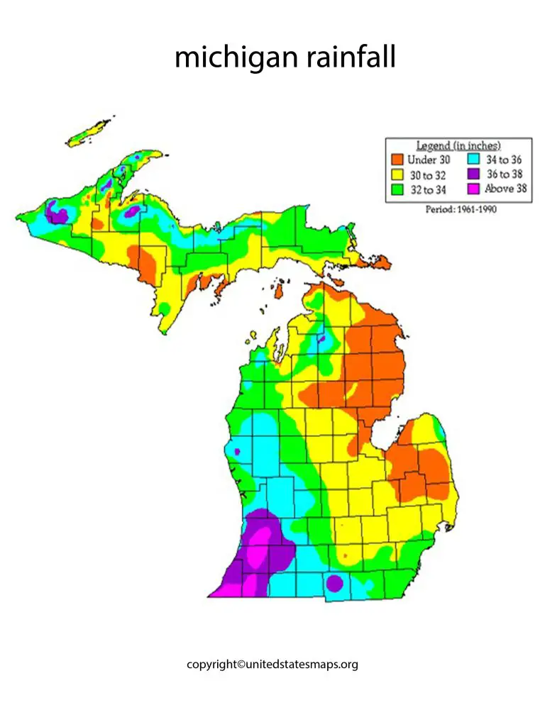 Michigan Rainfall Map | Rainfall Totals Map Michigan