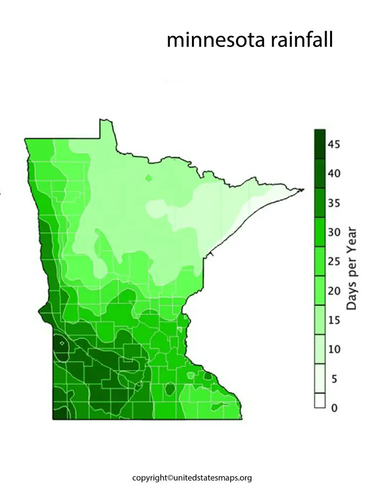Minnesota Rainfall Map | Rainfall Map of Minnesota
