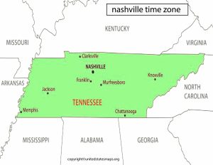 Nashville Time Zone Map | Time Zone Map for Nashville Tn