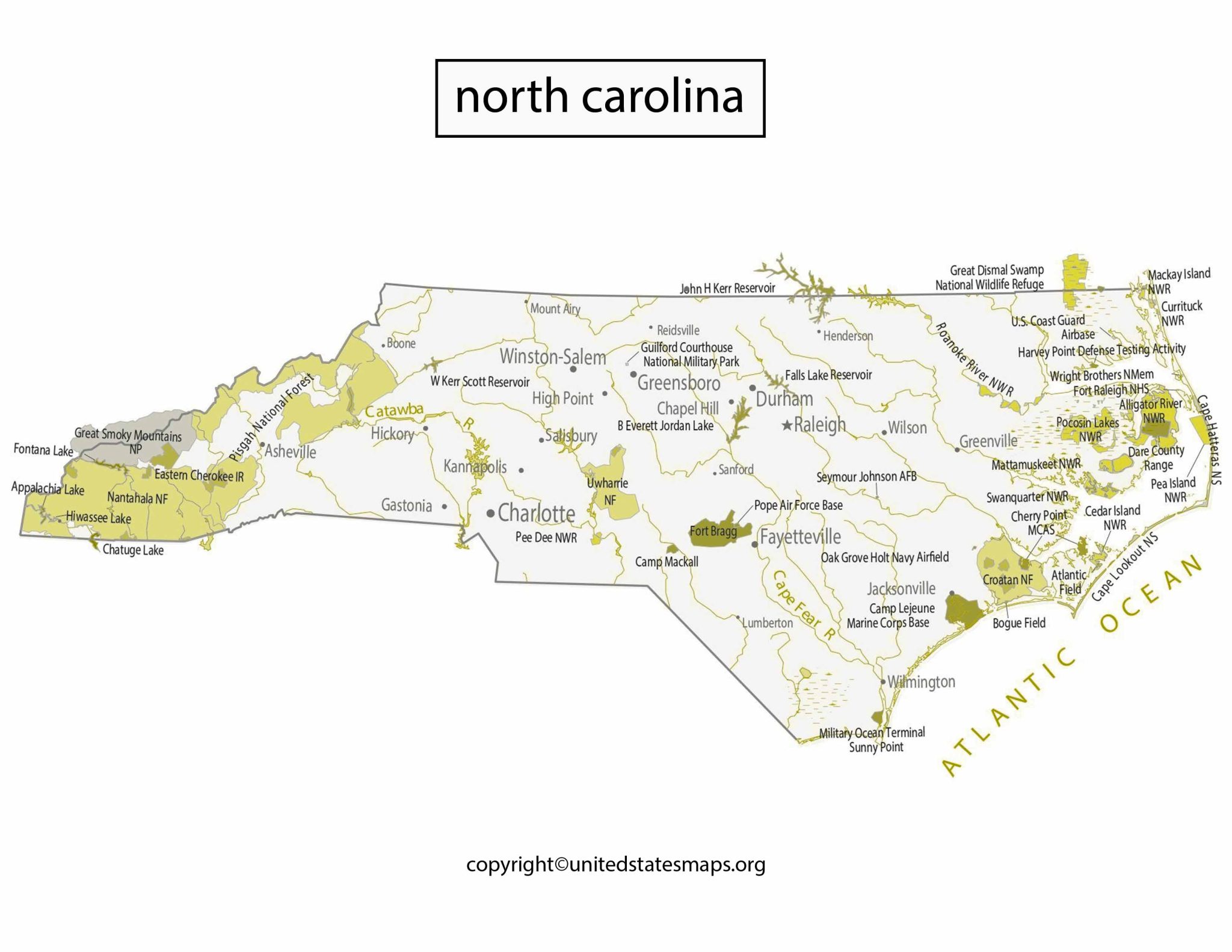 North Carolina Political Map with Counties