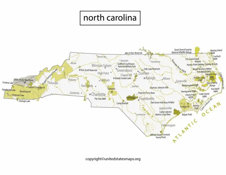 North Carolina Political Map with Counties