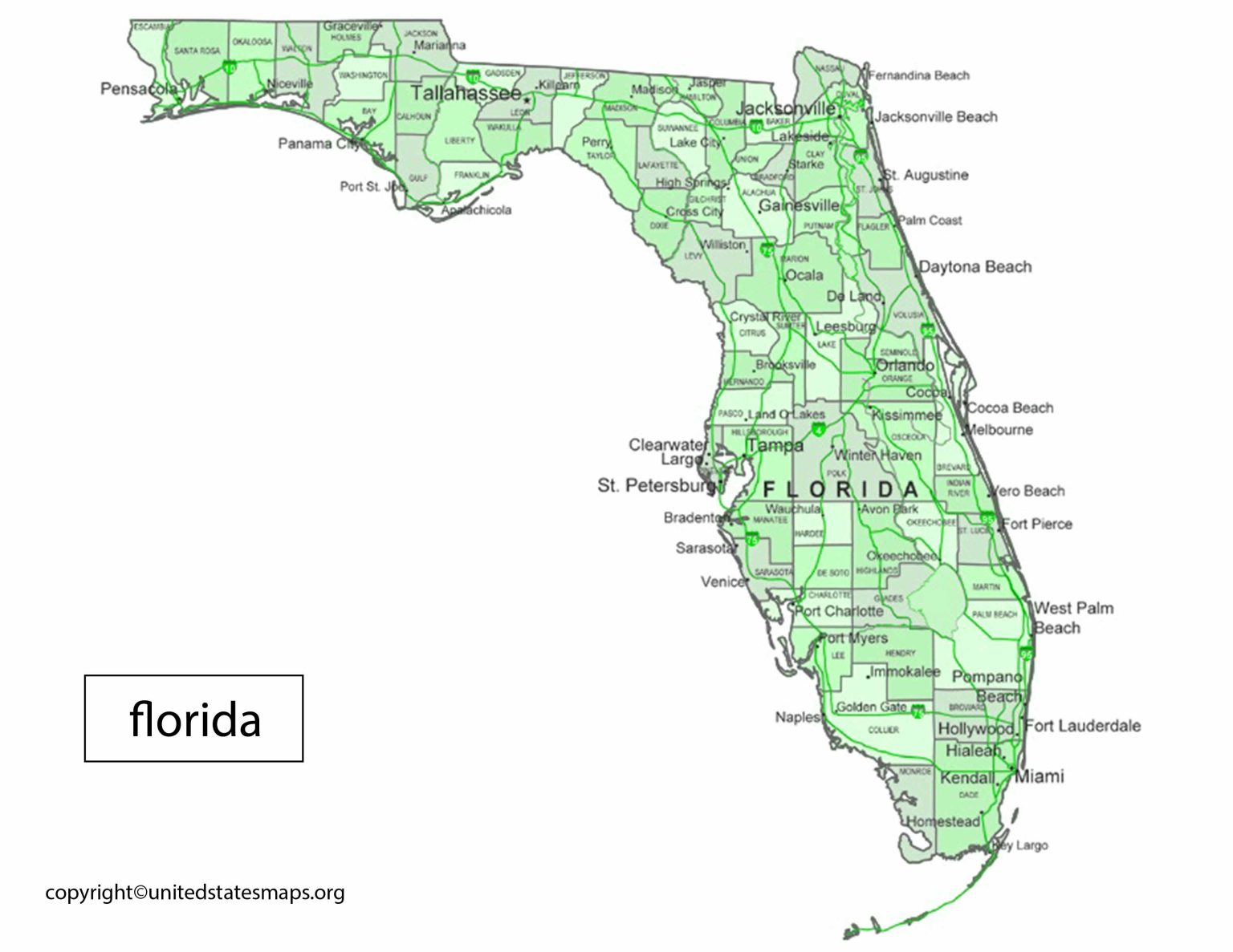 Florida Political Map | Political Map of Florida with Cities