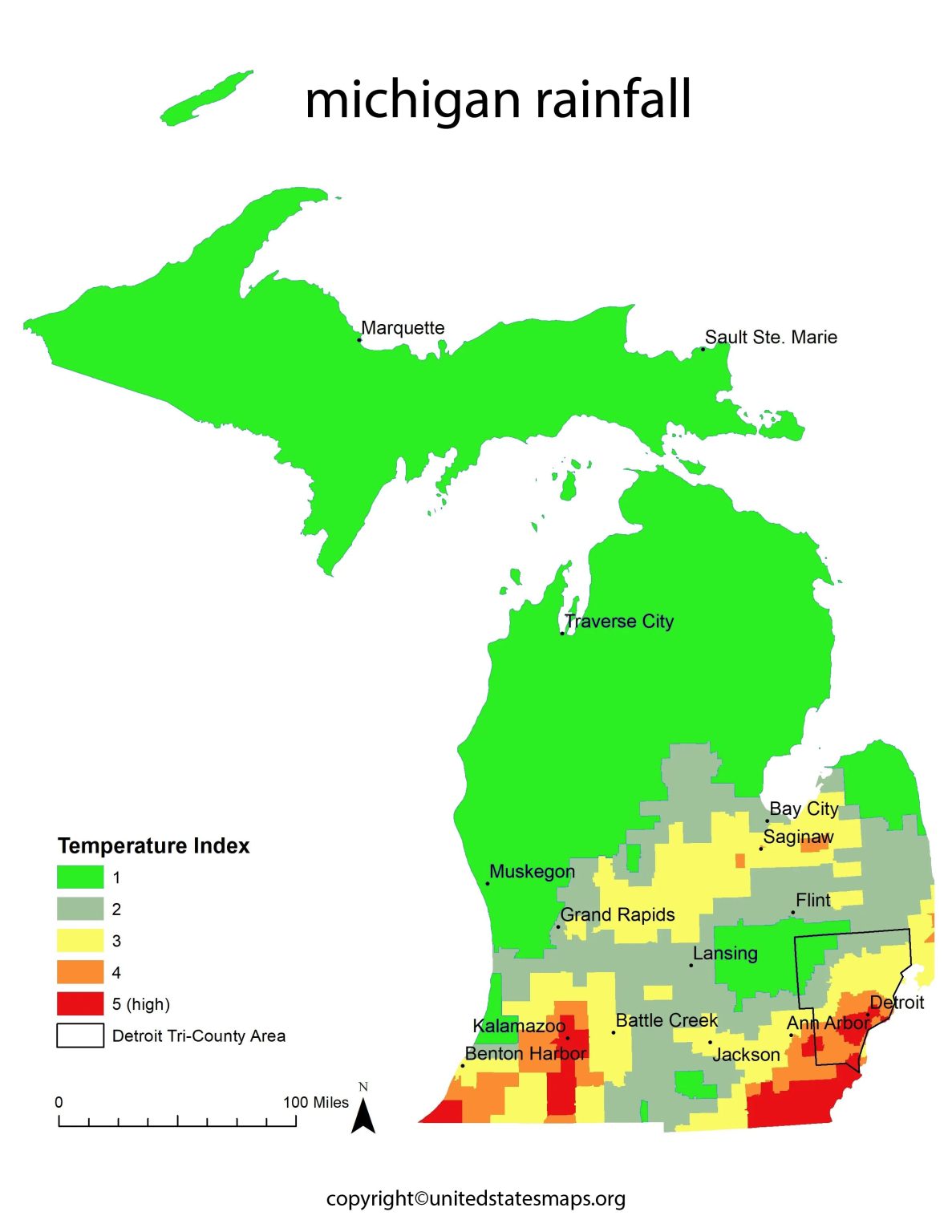 Michigan Rainfall Map | Rainfall Totals Map Michigan