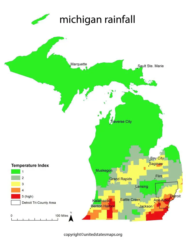 Michigan Rainfall Map | Rainfall Totals Map Michigan