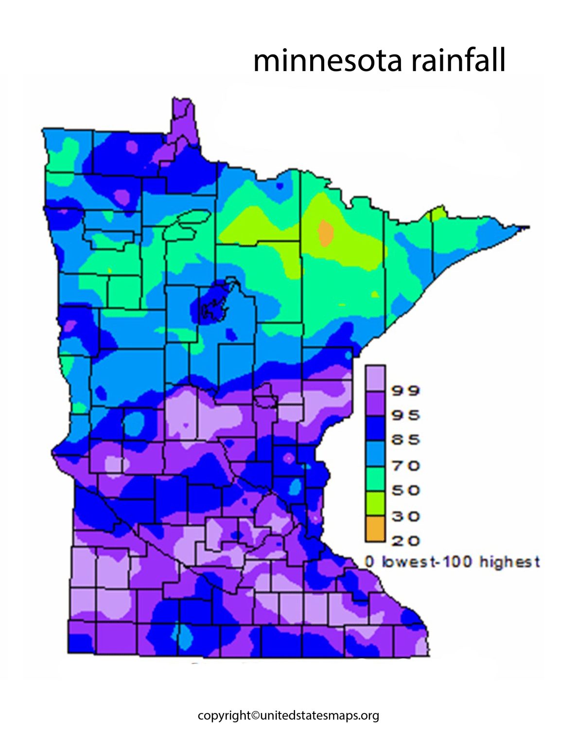 Minnesota Rainfall Map | Rainfall Map of Minnesota