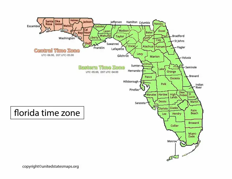 Florida Time Zone Map Map Of Florida Time Zones Florida Time Zone Map Map Of Florida Time Zones