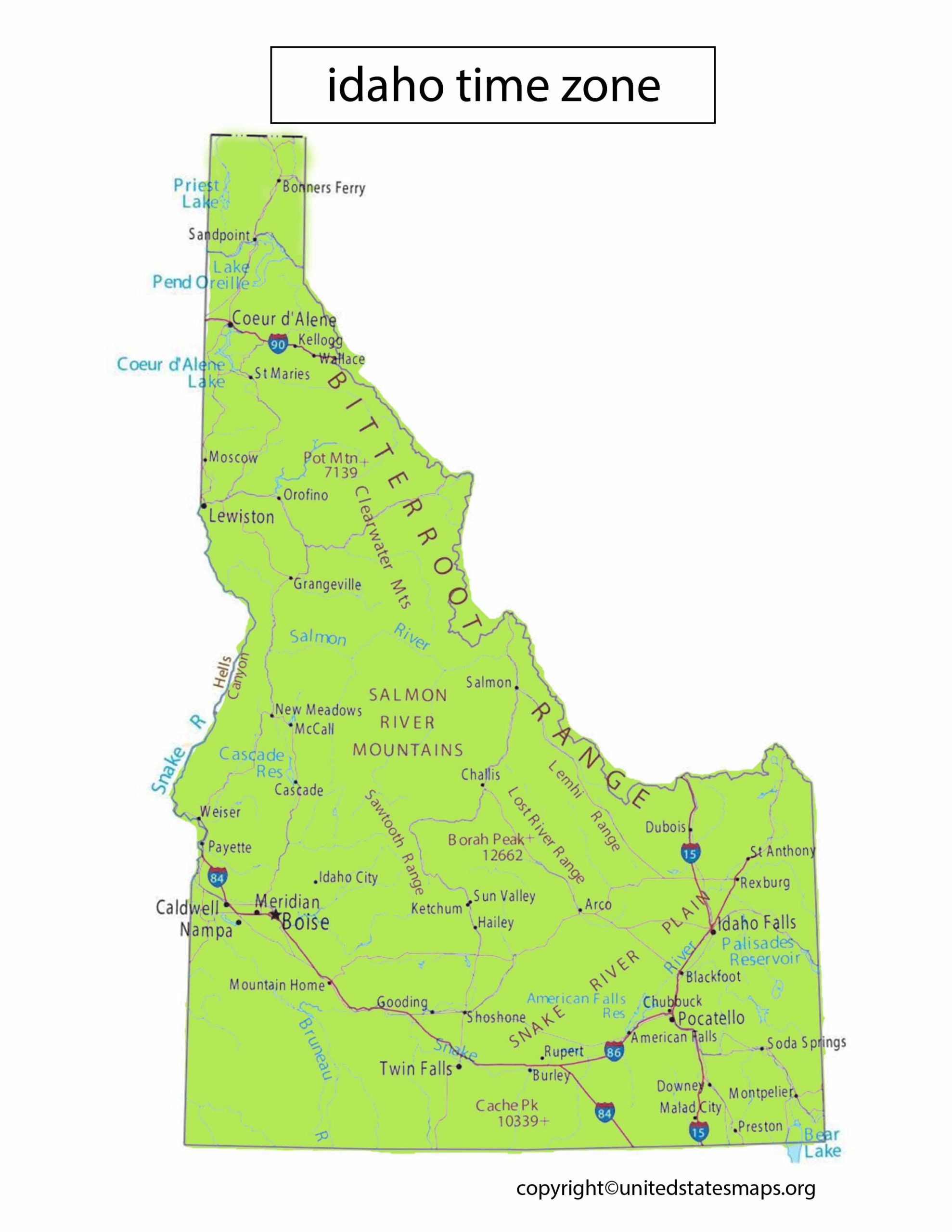 Idaho Time Zone Map Time Zones In Idaho Map