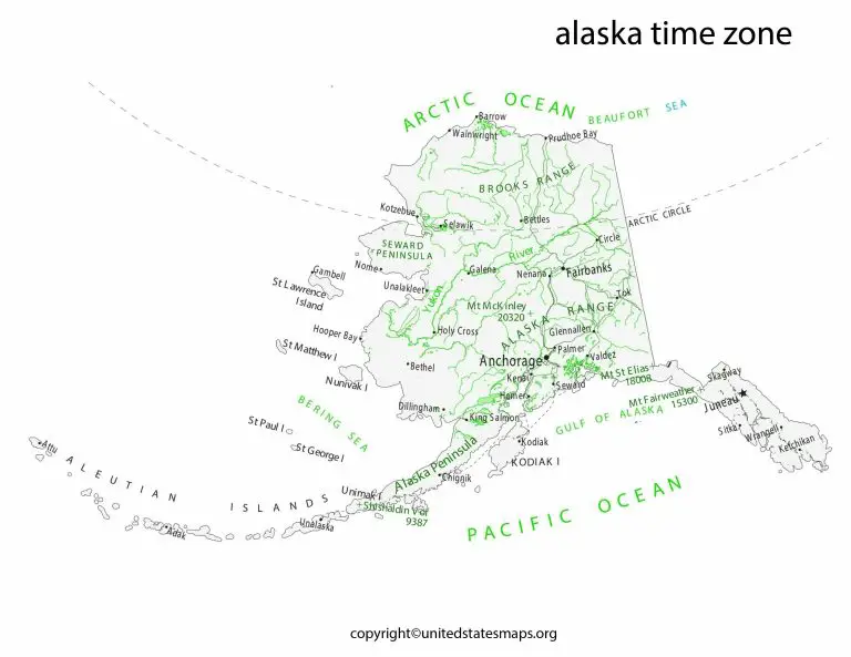 Alaska Time Zone Map | Map of Time Zones in Alaska