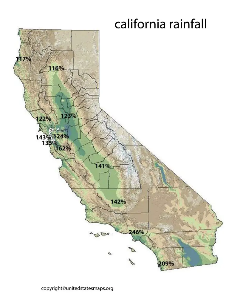 California Rainfall Map | Rainfall Map of California