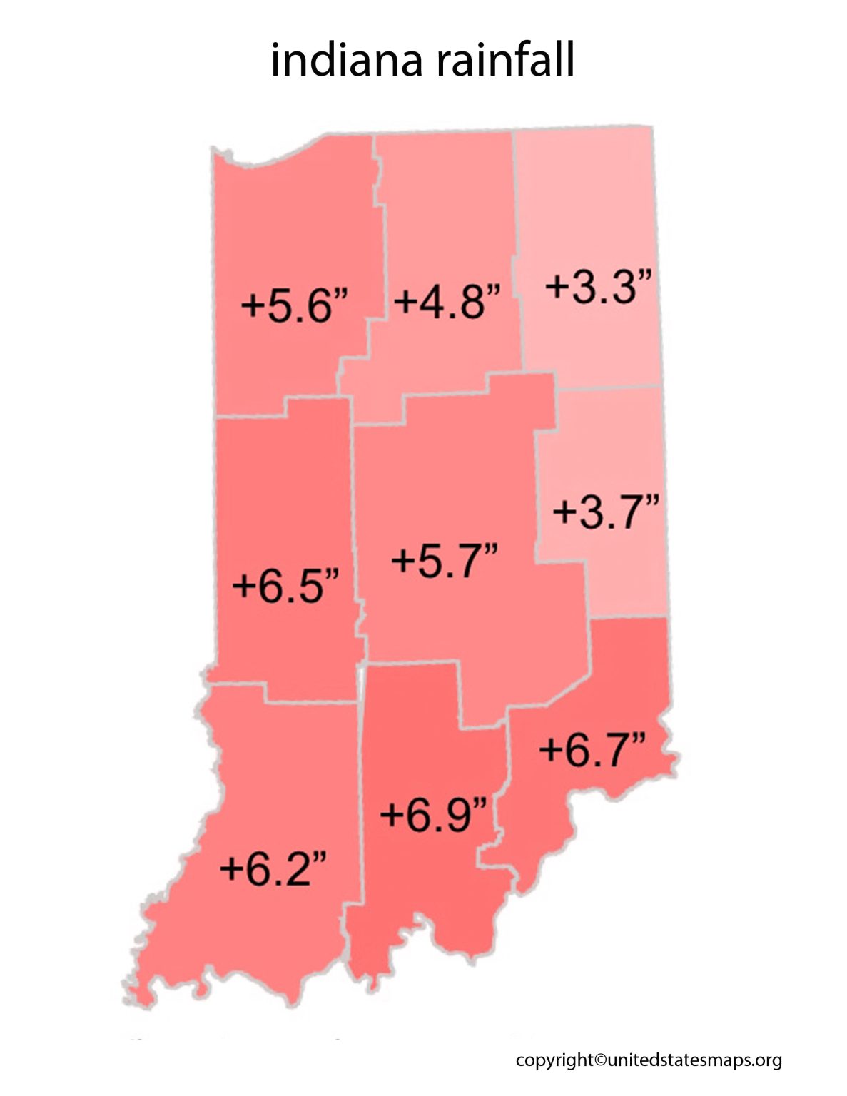 Indiana Rainfall Map | Rainfall Map of Indiana