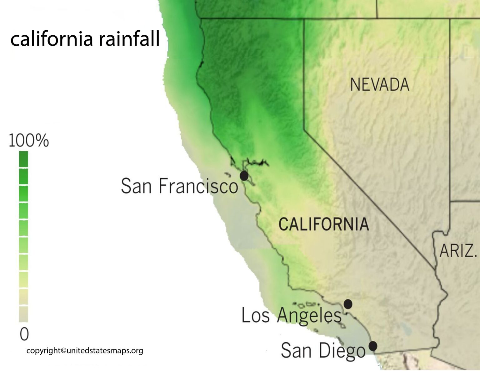 California Rainfall Map | Rainfall Map of California