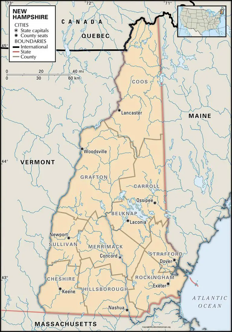 New Hampshire County Map | County Map of New Hampshire
