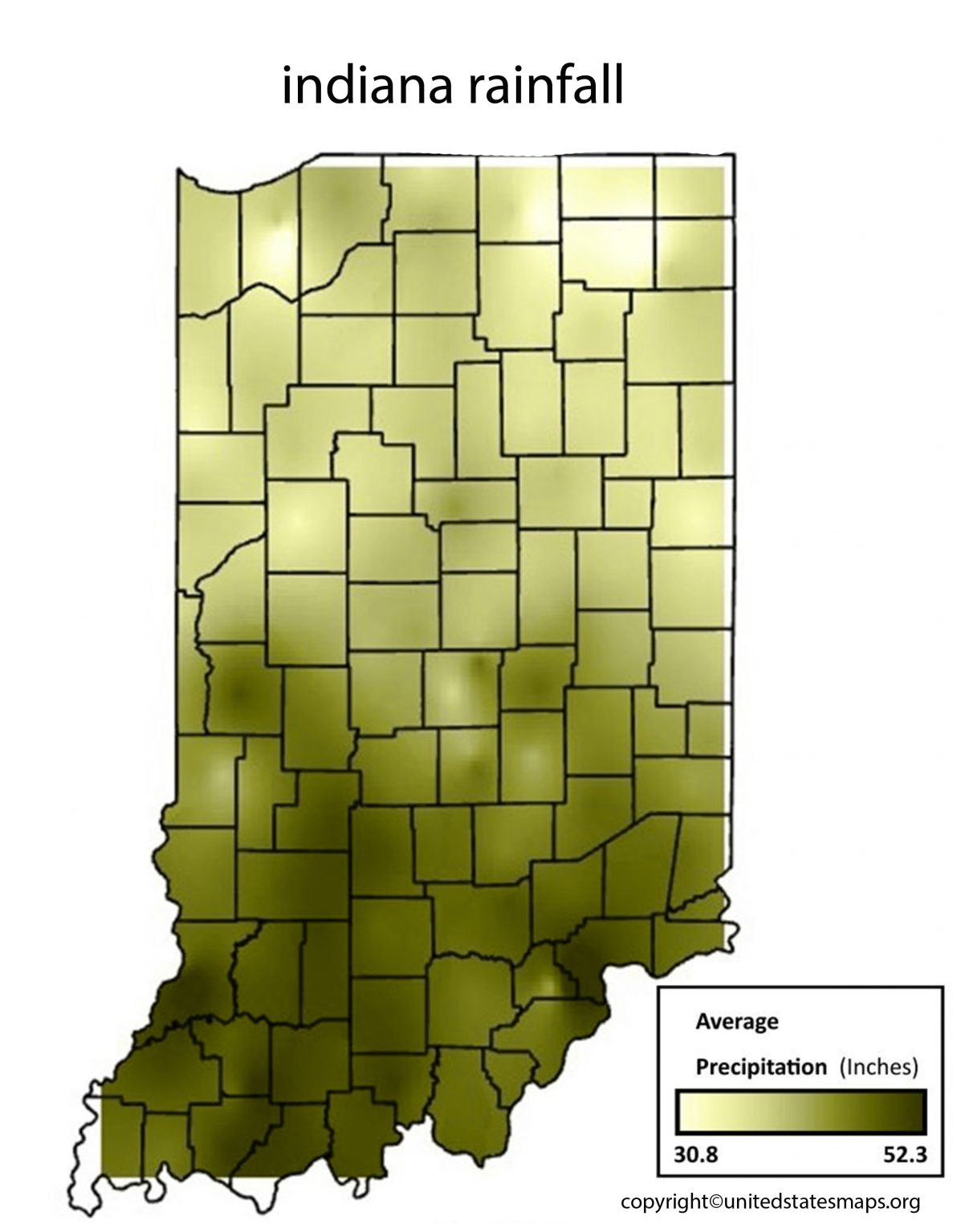 Indiana Rainfall Map | Rainfall Map of Indiana