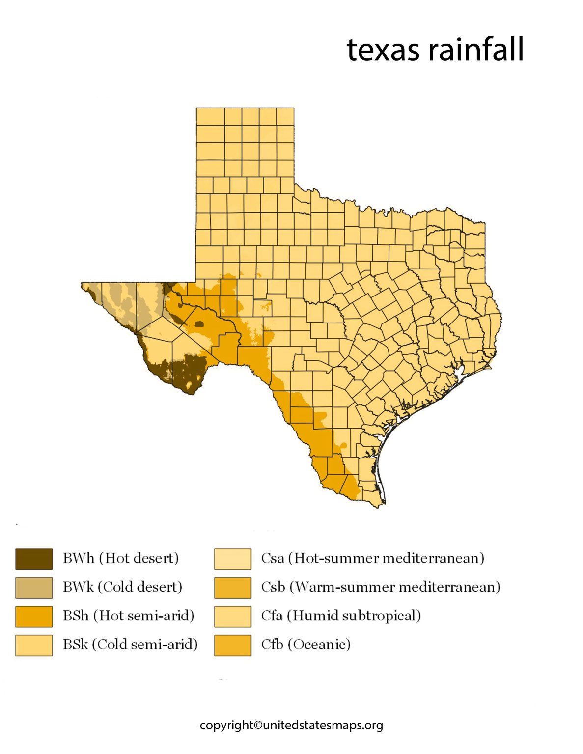 Texas Rainfall Map | Rainfall Map of Texas