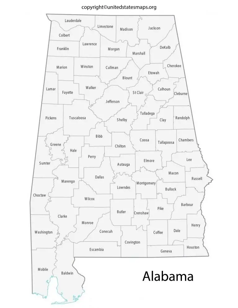 Alabama County Map | County Map of Alabama with Cities