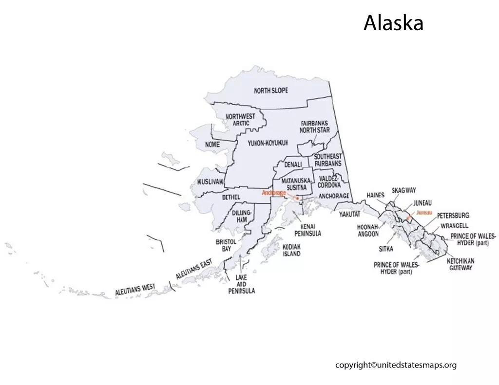 Alaska County Map | County Map of Alaska with Cities