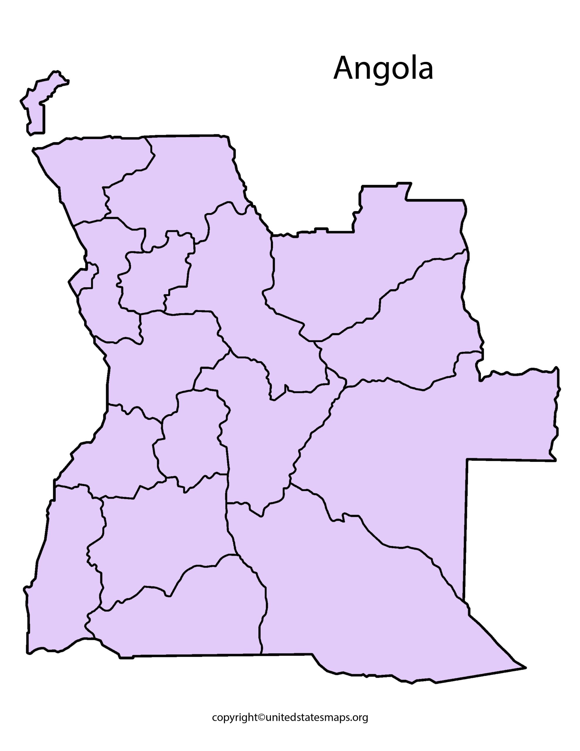 Blank Angola Map | Blank Outline Map of Angola