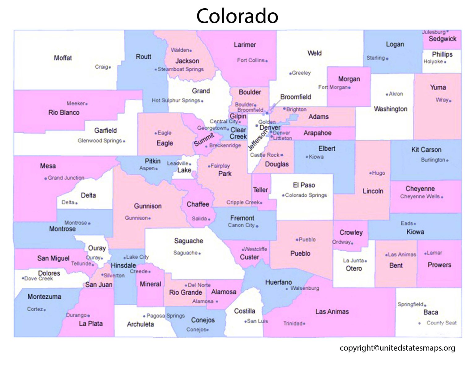 Colorado County Map | Map of Colorado Counties with Cities