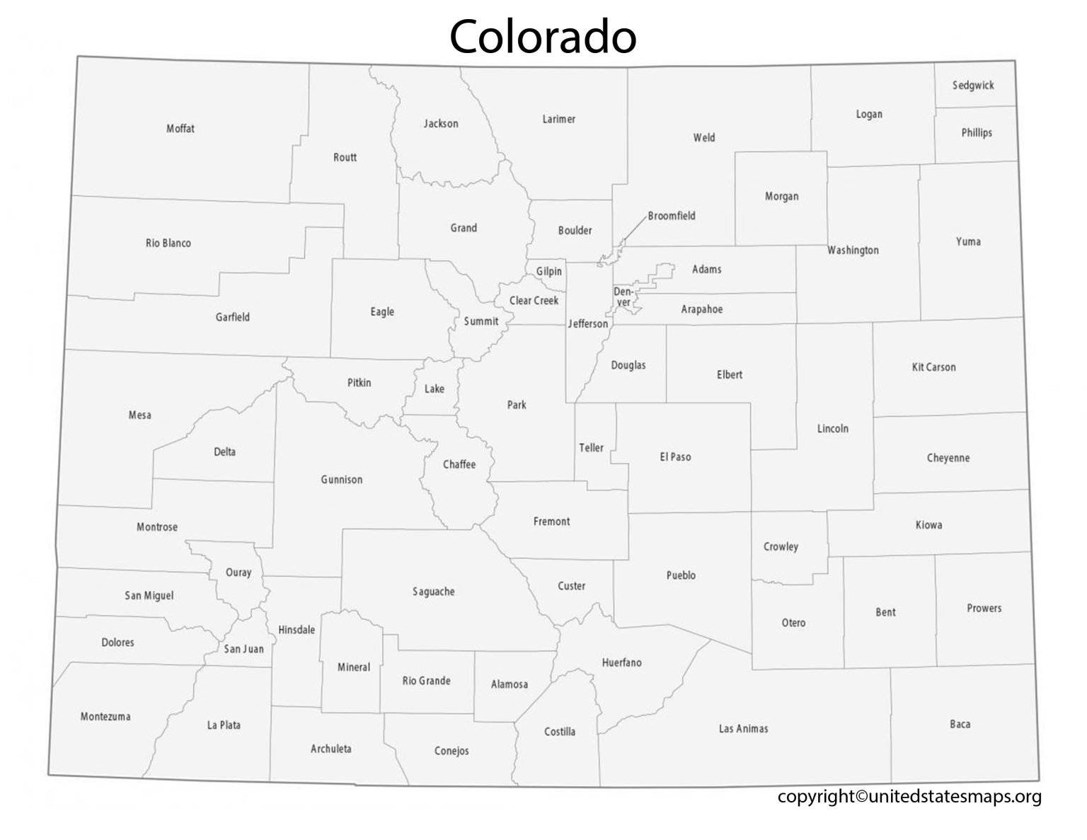 Colorado County Map | Map of Colorado Counties with Cities
